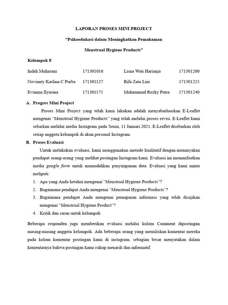 Laporan Proses Mini Project | PDF