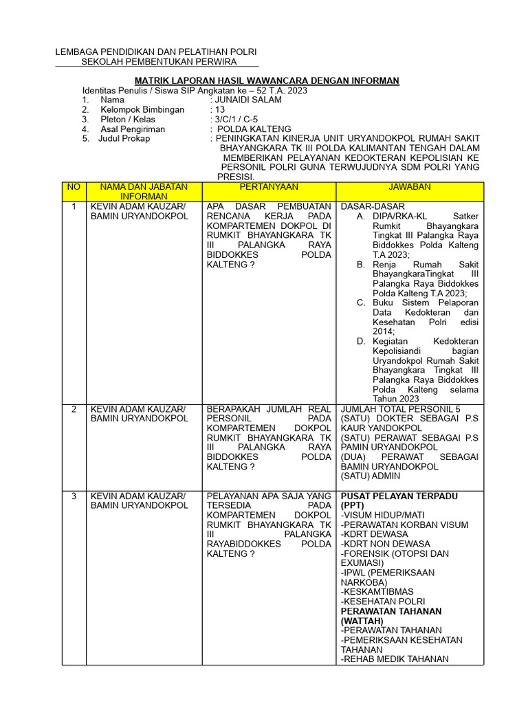 Formulir Penelitian Prokap Pak Junai | PDF