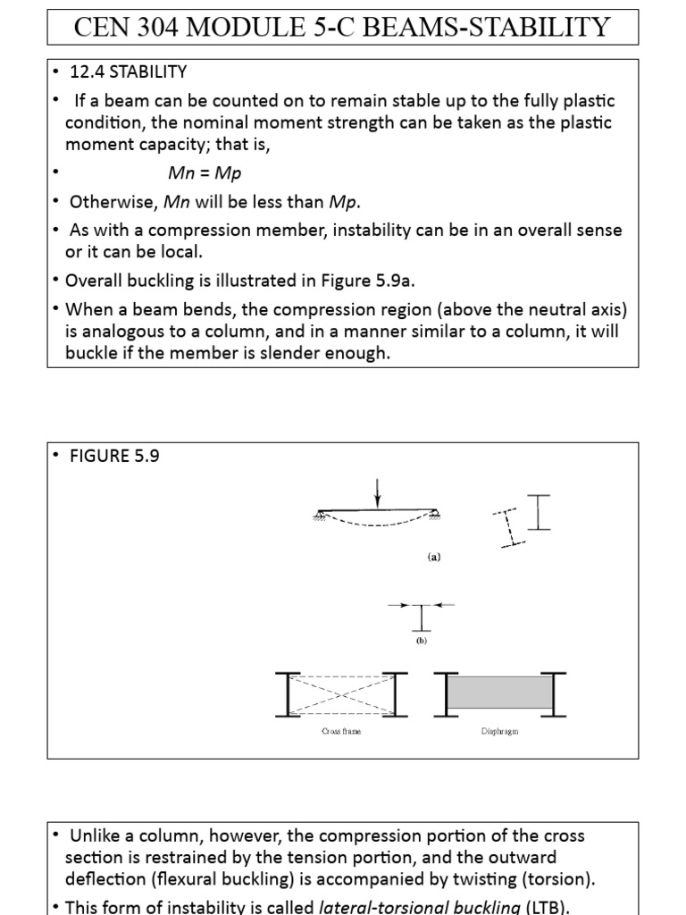 Cen 304 Module 5 C Beams Stability | PDF | Buckling | Bending