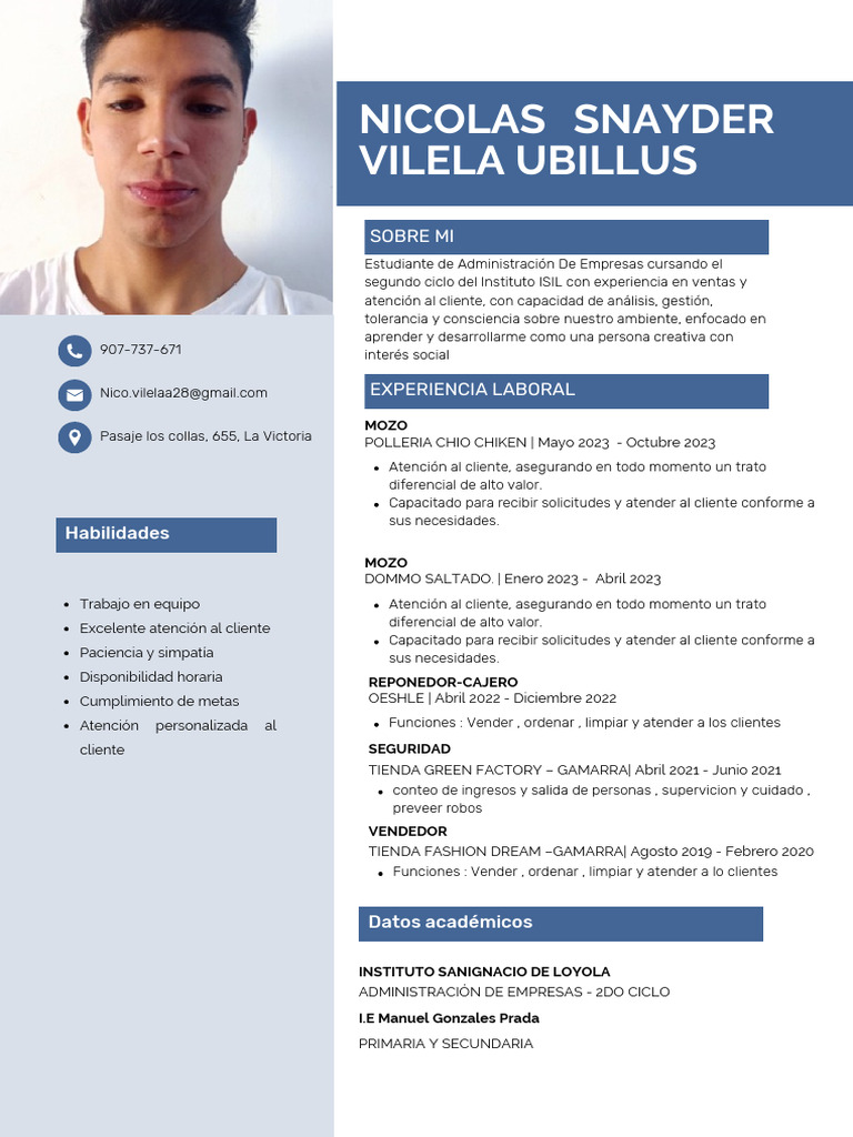 CV Nicolas | PDF | Business | Economias