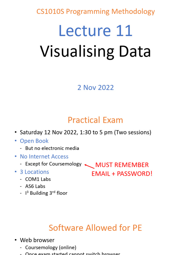 CS1010S Lecture 11 - Visualising Data | PDF | Graphics | Computing