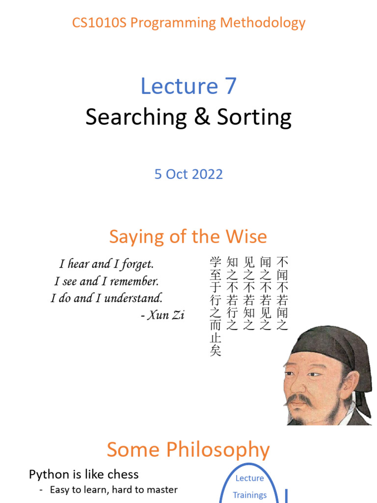 Cs1010s Lecture 07 Searching And Sorting Pdf Applied Mathematics Computer Programming 1728