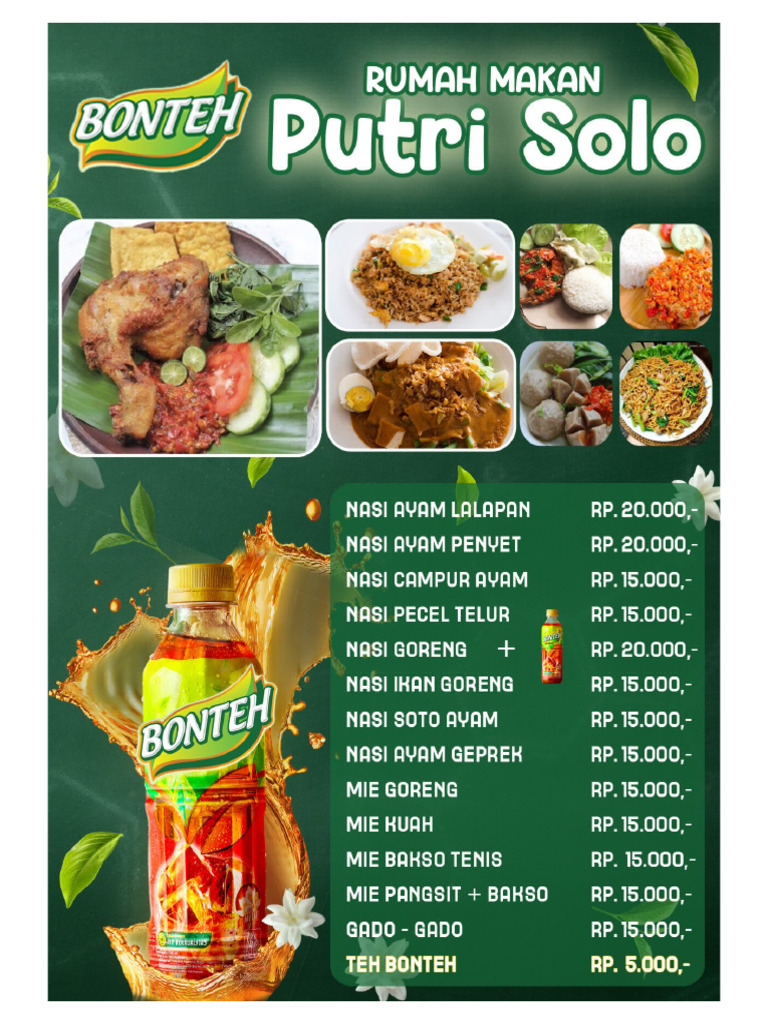 Menu Bonteh RM Putri Solo | PDF