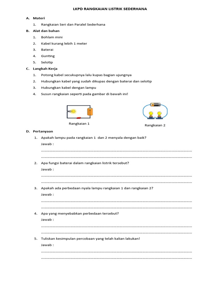 LKPD Rangkaian Listrik Sederhana | PDF