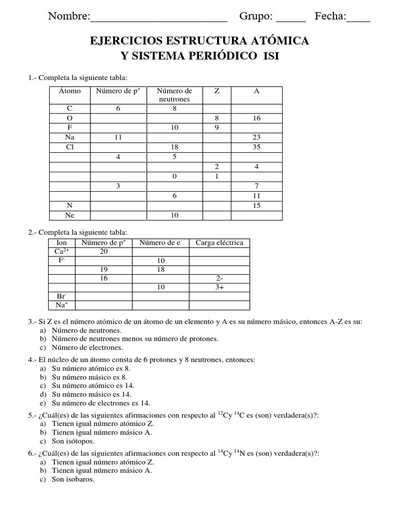 Configuracion Electronica Pdf átomos Neutrón