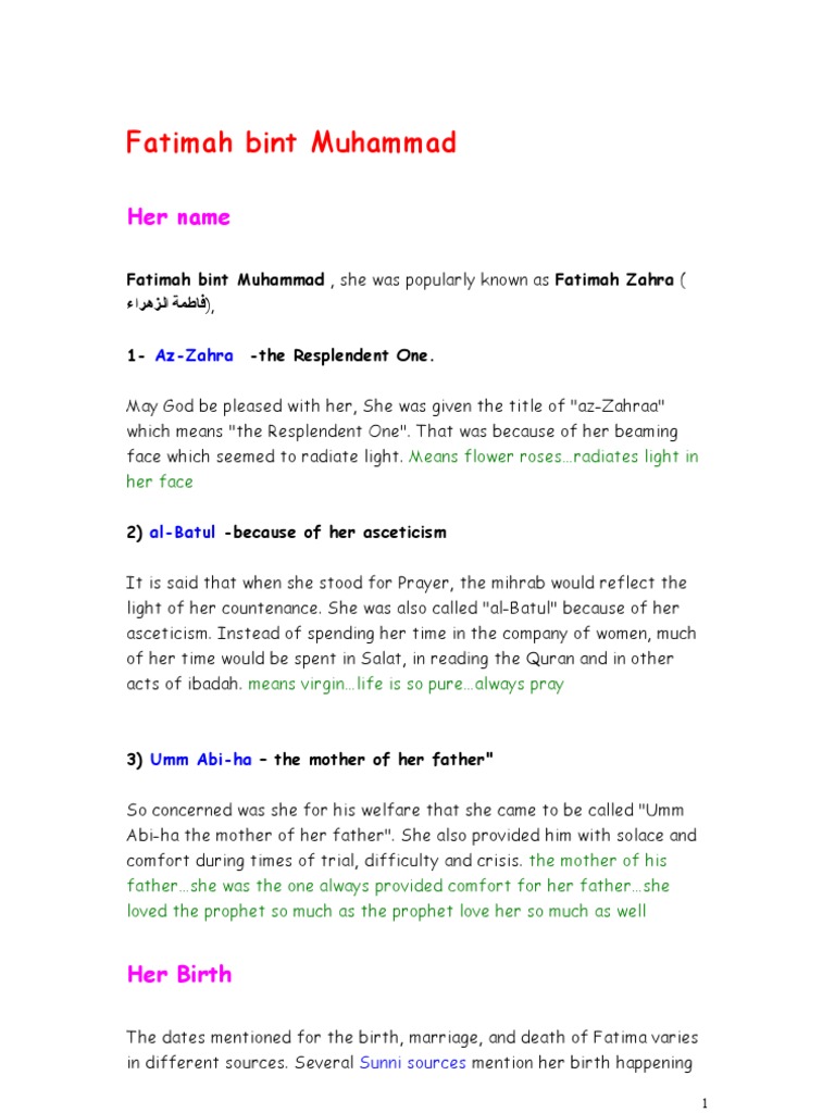 Fatimah Bint Muhammad (Eman) | PDF | Ali | Muhammad
