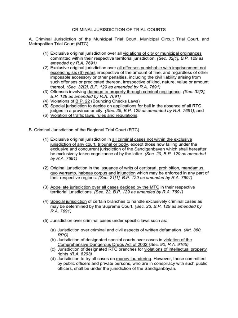 Criminal Jurisdiction of Trial Courts | PDF | Legal Procedure | Public Law