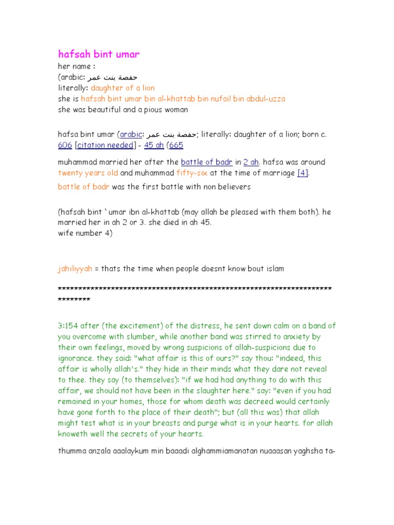 4-Hafsa Bint Umar | PDF | Umar | Muhammad