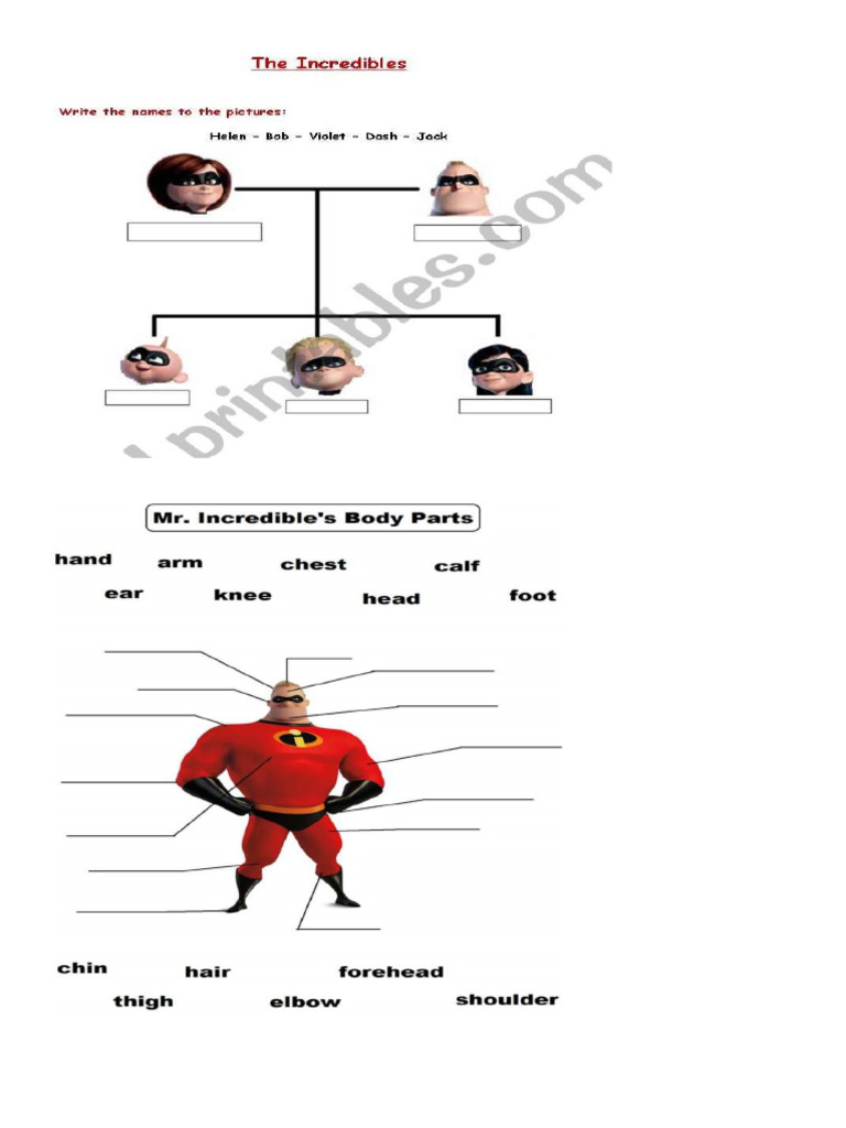 Mr. Incredible Worksheet | PDF