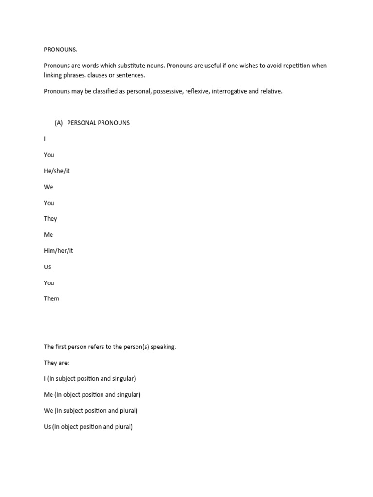 Pronouns | PDF | Grammatical Number | Pronoun