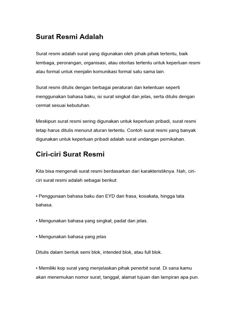 Penjelasan Surat Resmi | PDF | Hukum