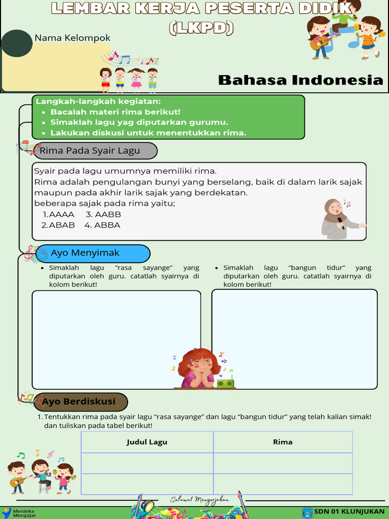 Rima Syair Lagu untuk Kelas 4 | PDF | Seni & Disiplin Bahasa