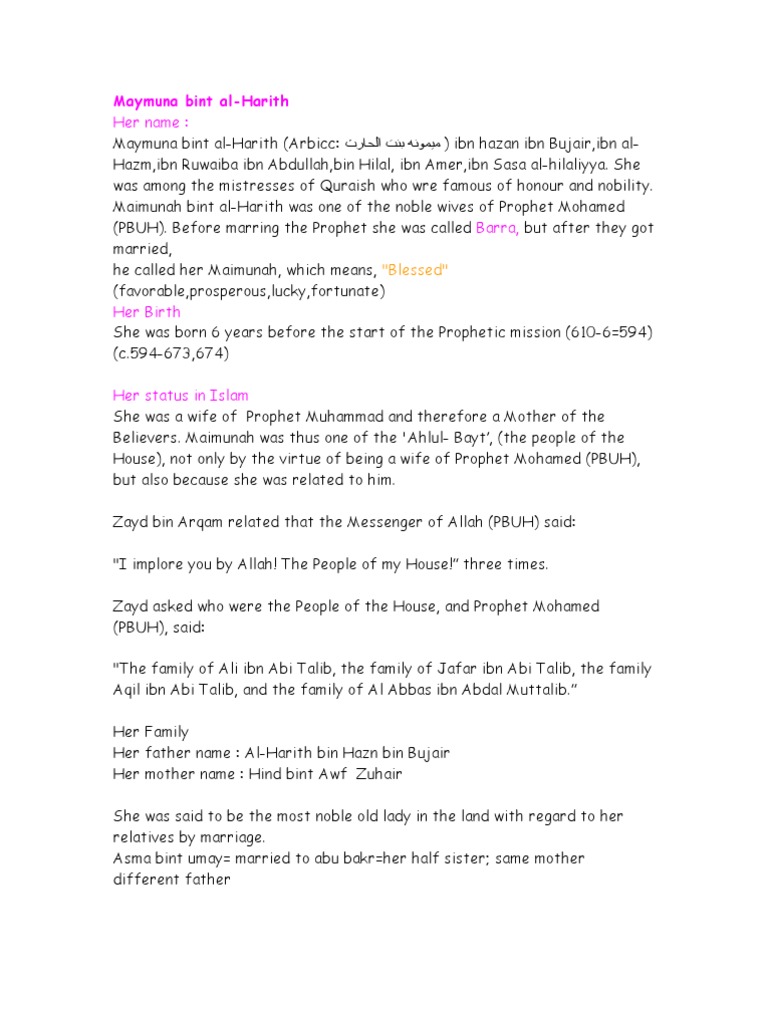 10 Maymuna | PDF | Muhammad | Sahabah