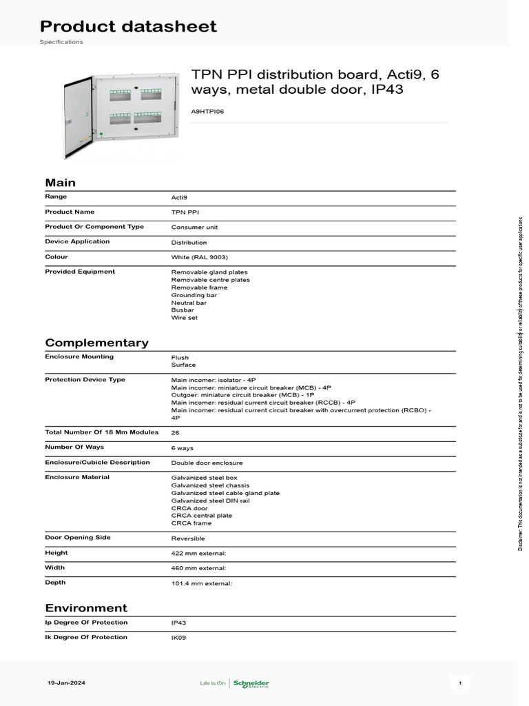 Acti9 TPN PPI Distribution Board | PDF | Electricity | Electrical ...
