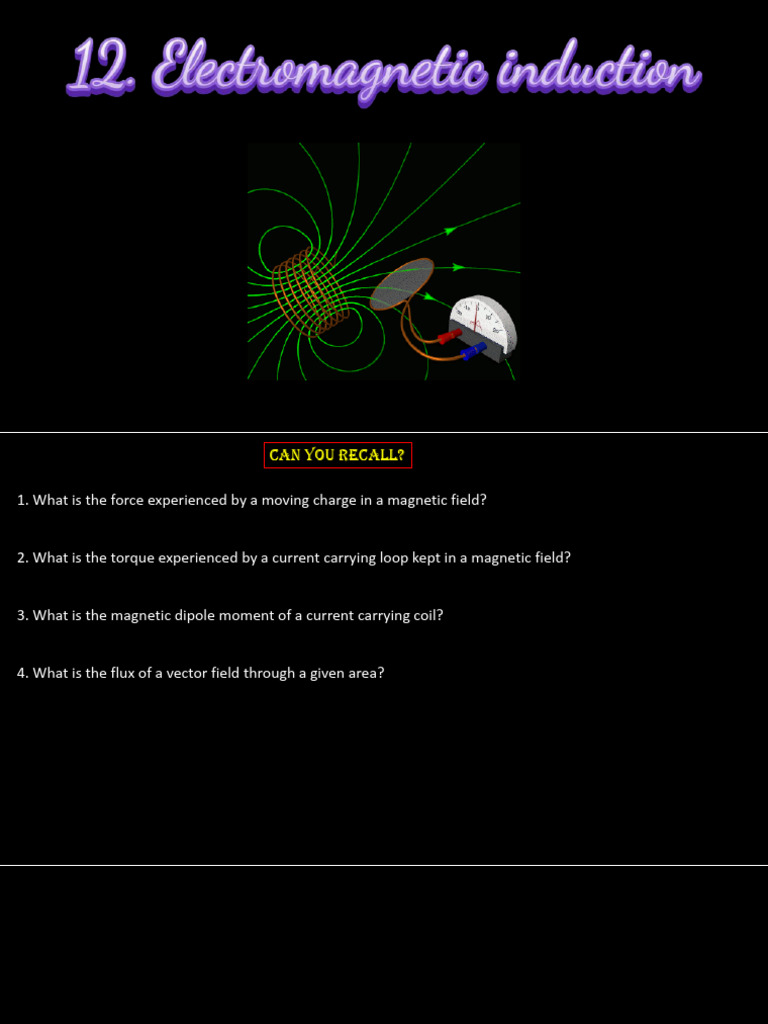 Electromagnetic Induction Notes Pdf Electromagnetic Induction Inductance