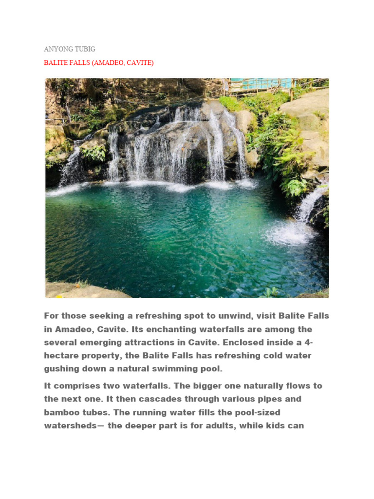 Anyong Tubig Anyong Lupa At Mga Tanyag Na Produkto At Tao Sa Silang Cavite Pdf