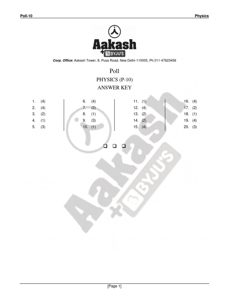 Poll-10 Physics Answers | PDF