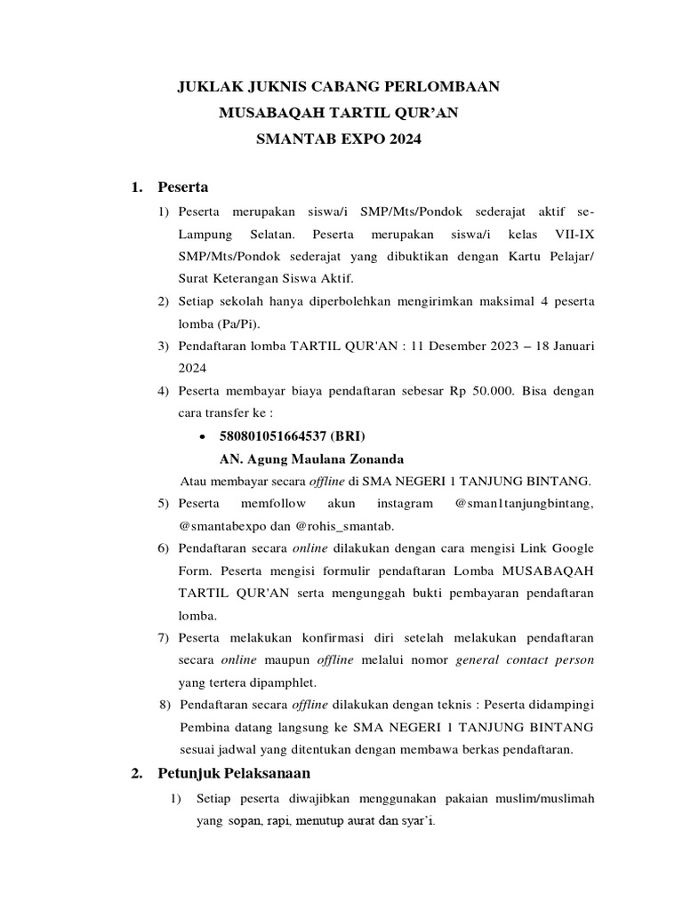 Fiks Juklak Juknis Cabang Lomba Musabaqah Tartil Qur'an Smantab Expo ... Fiks Juklak Juknis Cabang Lomba Musabaqah Tartil Qur'an Smantab Expo ...