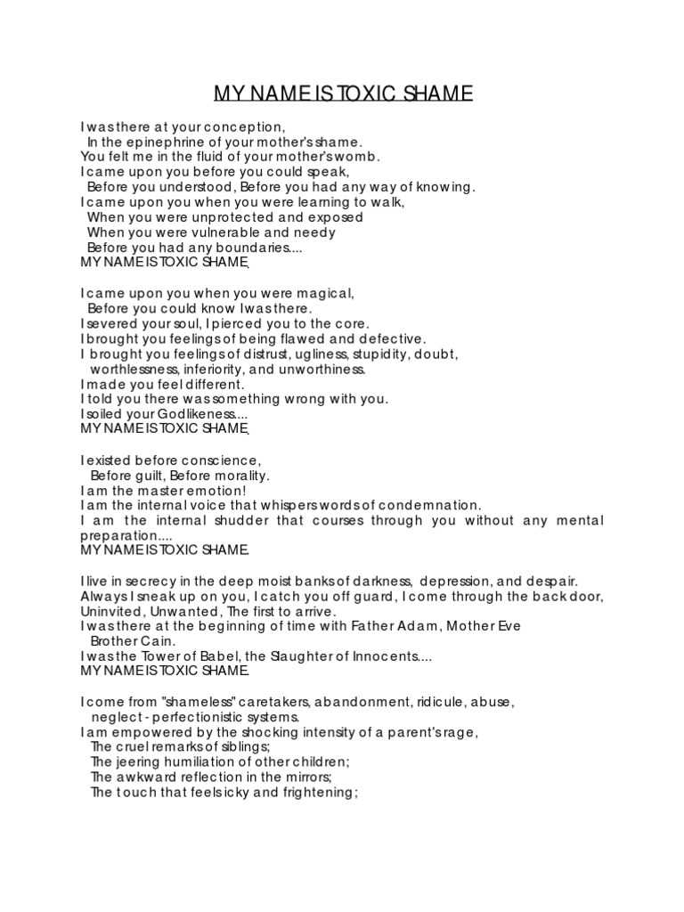 Toxic Shame | Shame | Psychology & Cognitive Science