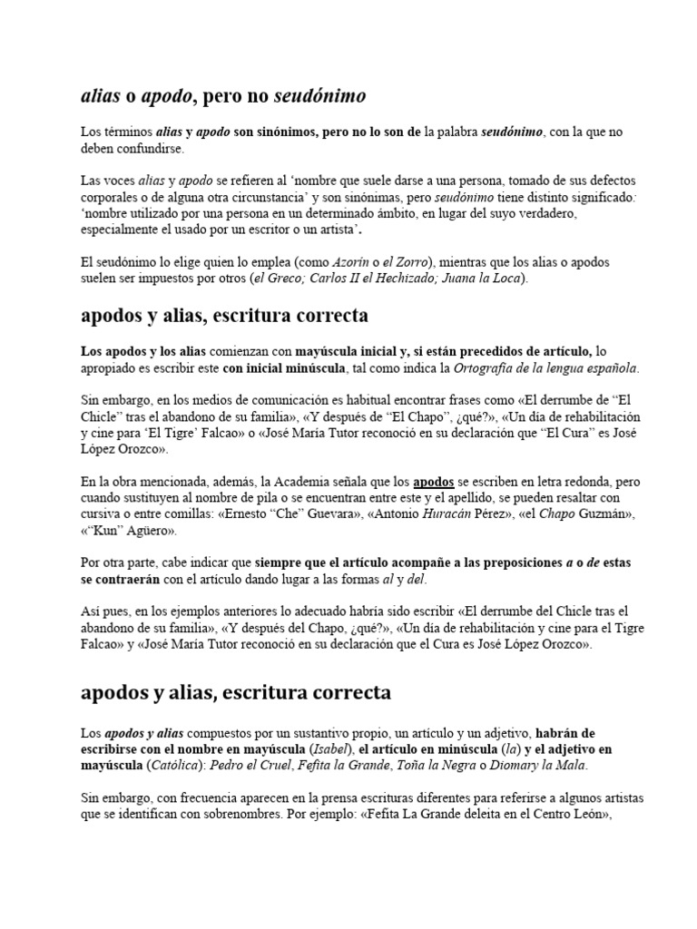Alias o Apodo | PDF | Caso de carta | Comunicación humana