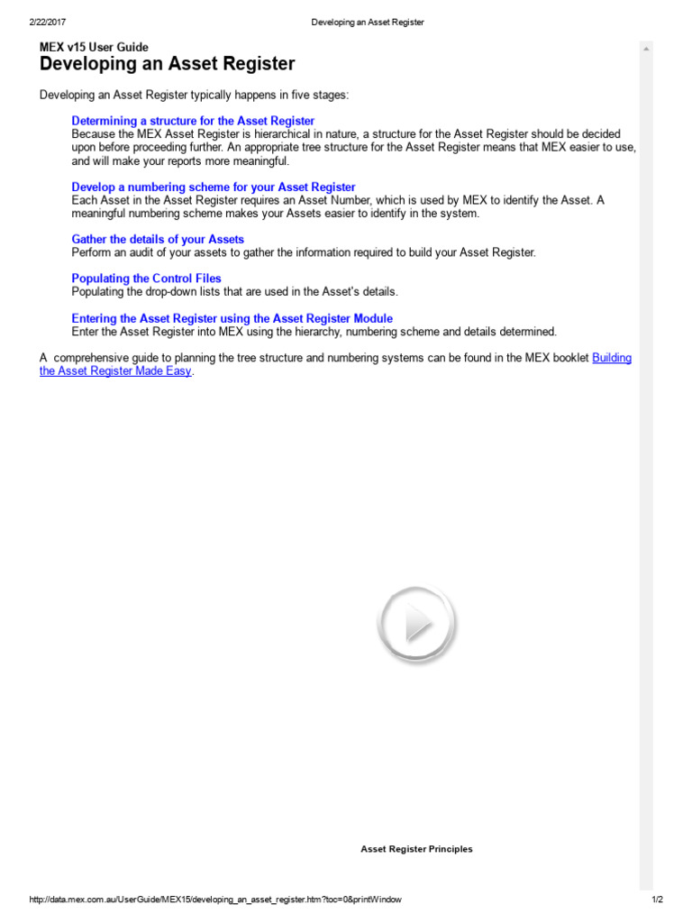2.a1 - Developing An Asset Register | PDF