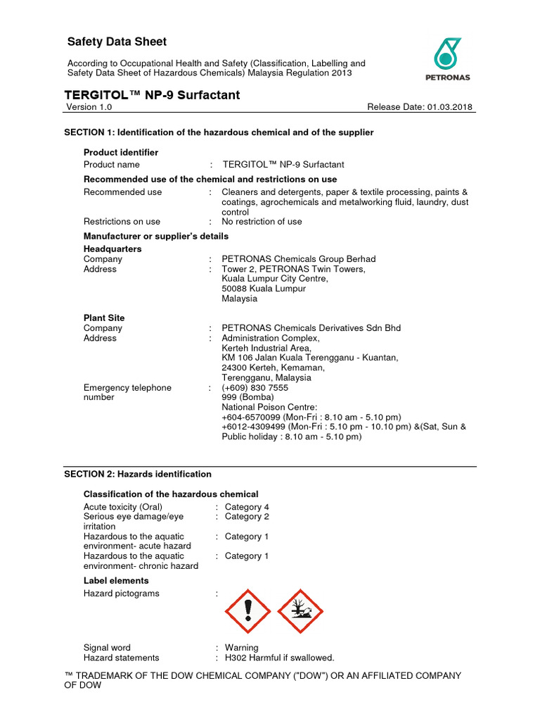 14 SDS NP 9 | PDF | Dangerous Goods | Toxicity