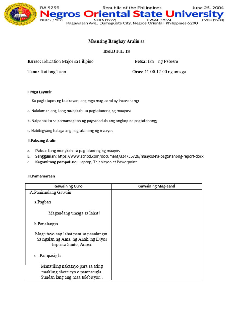 Bsed Fil18 | PDF
