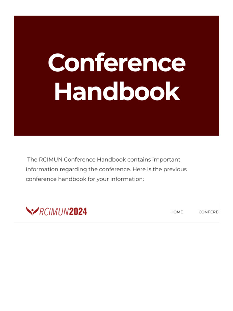 Conference Handbook - RCIMUN 2024 | PDF