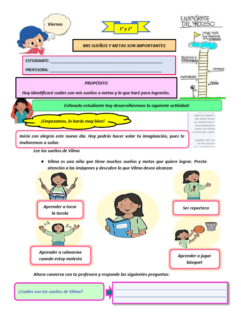 1° y 2° MIS SUEÑOS Y METAS SON IMPORTANTES | PDF