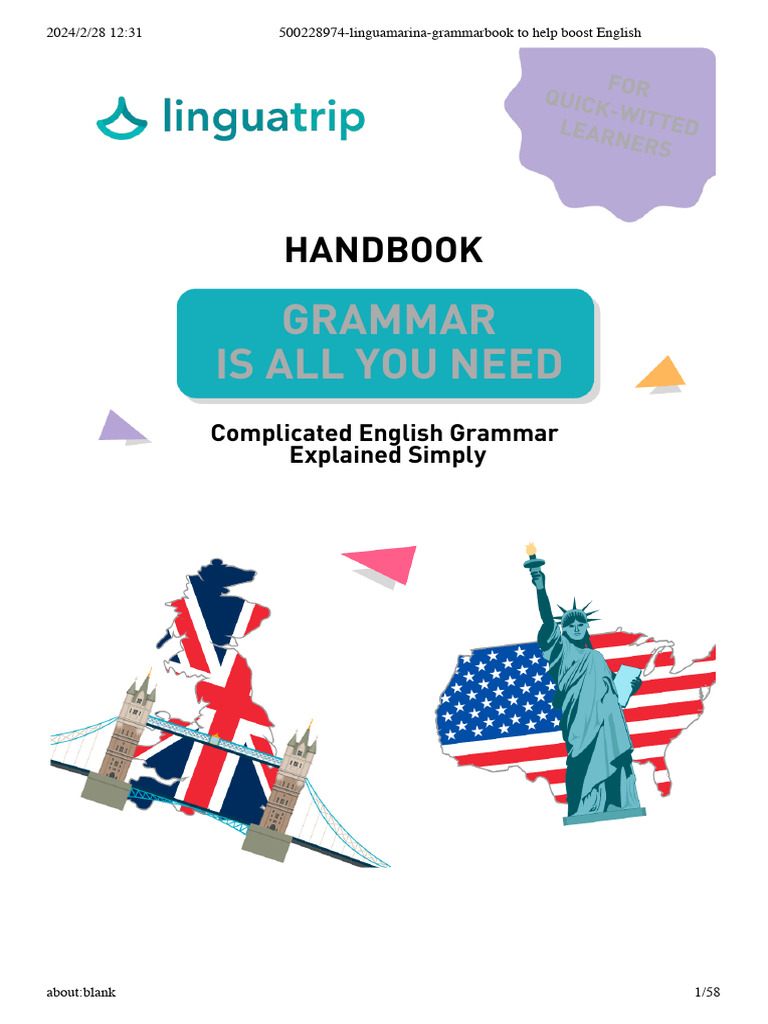 Simplified English Grammar Handbook | PDF | Grammatical Tense | Perfect ...