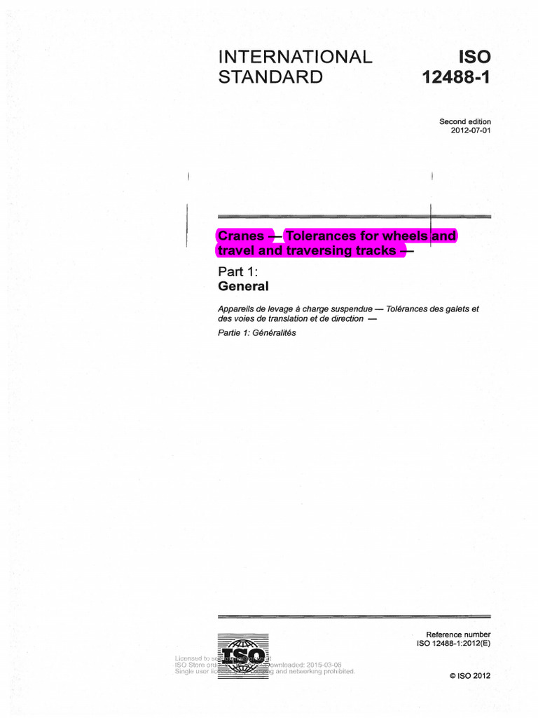 Iso 12488-Tolerancias para Instalacion de Rieles y Puente Grua Completo - Resumido | PDF ...