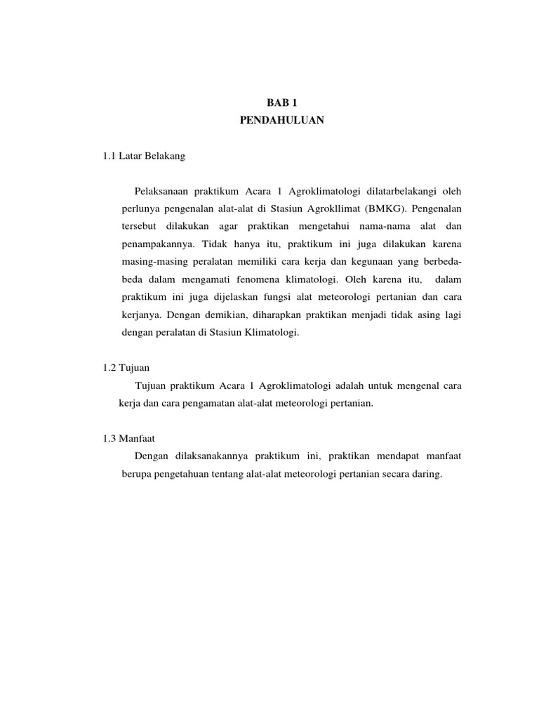 Pengenalan Peralatan Meteorologi Di Stasiun Agroklimat (BMKG) | PDF