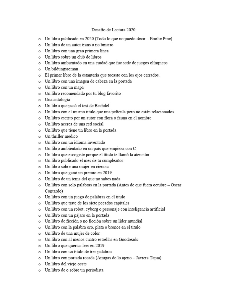 Desafío de Lectura 2024 | PDF