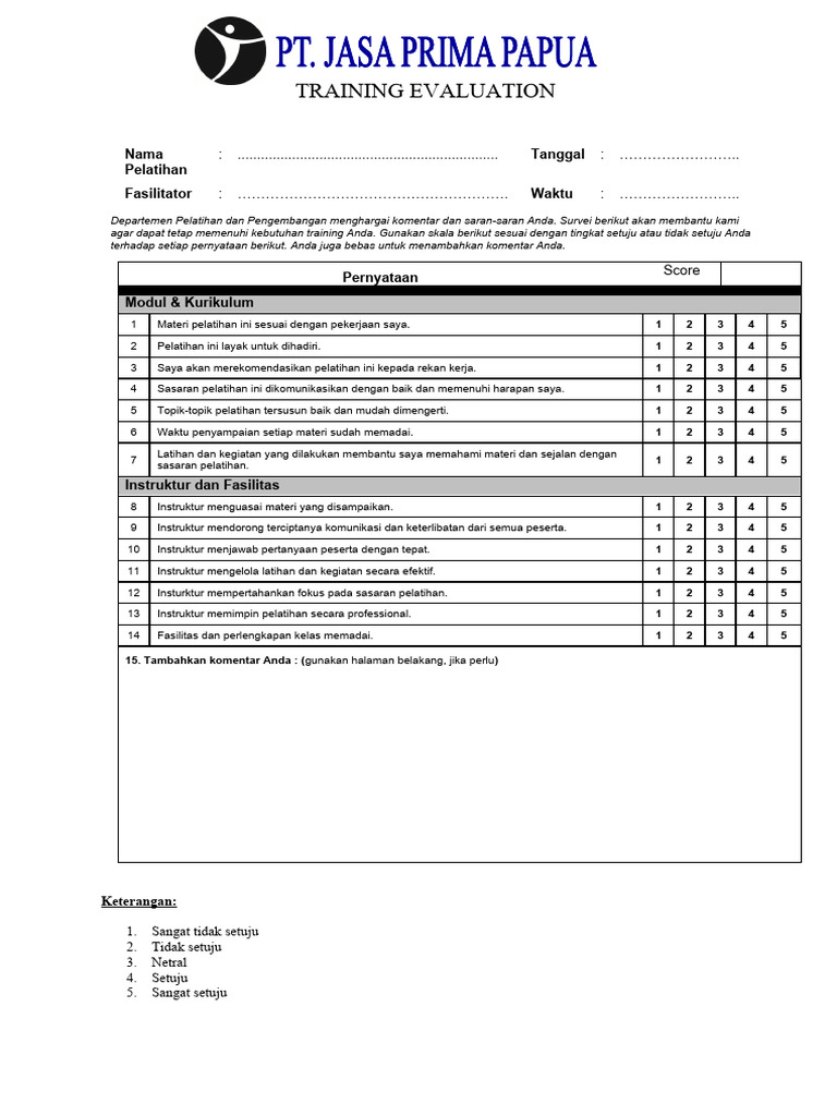 Evaluation Form - Level 1 | PDF | Karier & Perkembangan
