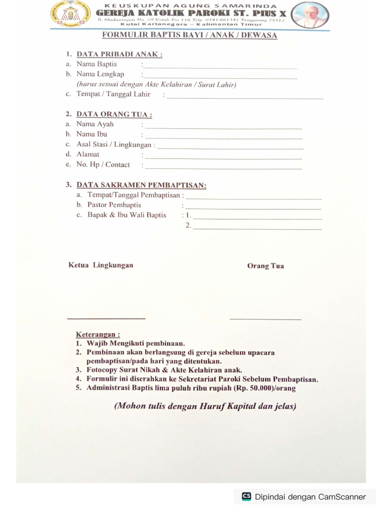 Formulir Baptis | PDF