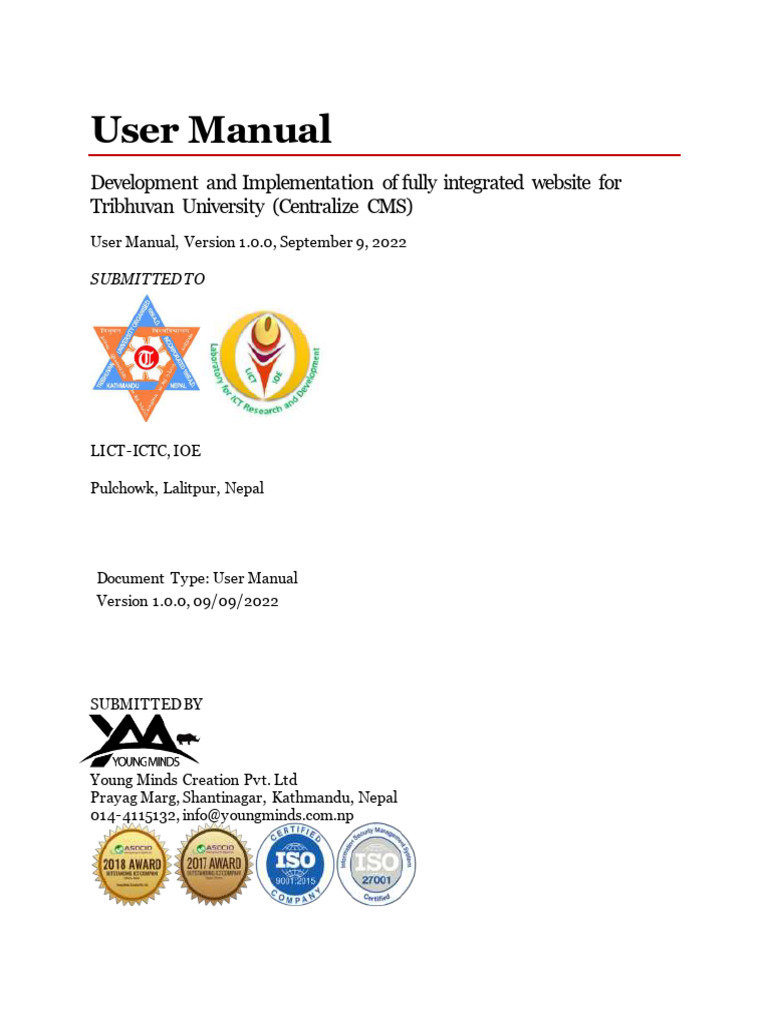 TU CMS User Manual | PDF | Menu (Computing) | Database Index