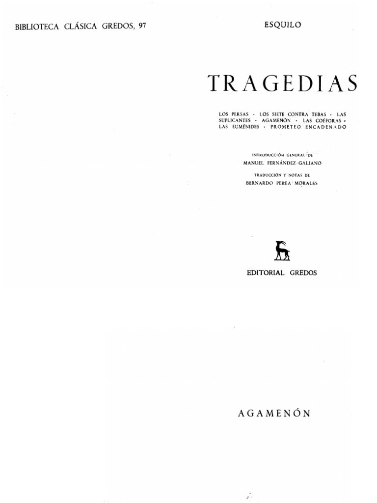 Esquilo, Tragedias. Agamenón LISTO | PDF