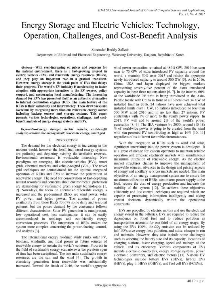 Paper 6-Energy Storage and Electric Vehicles | Download Free PDF | Electric Vehicle ...