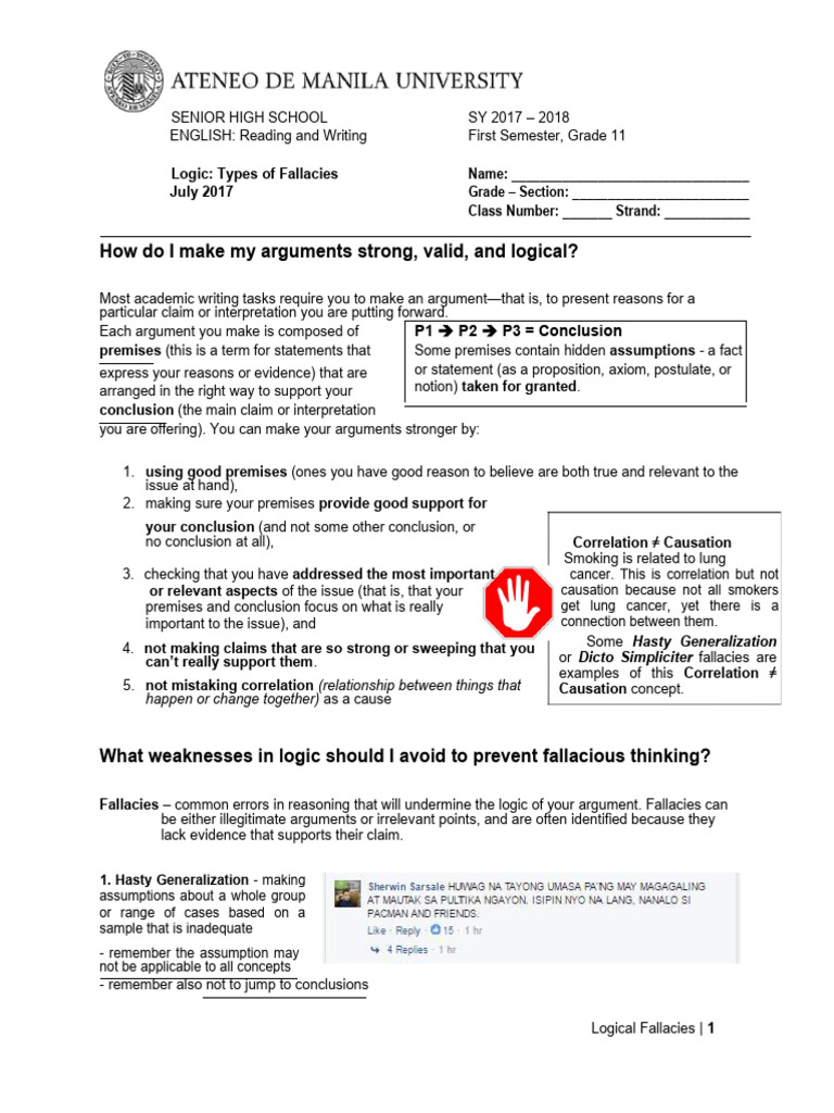 Types Of Fallacies Pdf Argument Fallacy