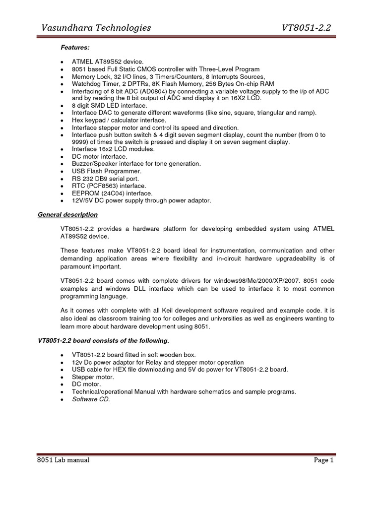 8051 Lab Manual for Engineers | PDF | Relay | Analog To Digital Converter
