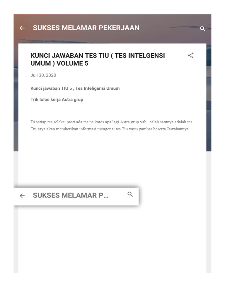 Kunci Jawaban Tes Tiu (Tes Intelgensi Umum) Volume 5 | PDF