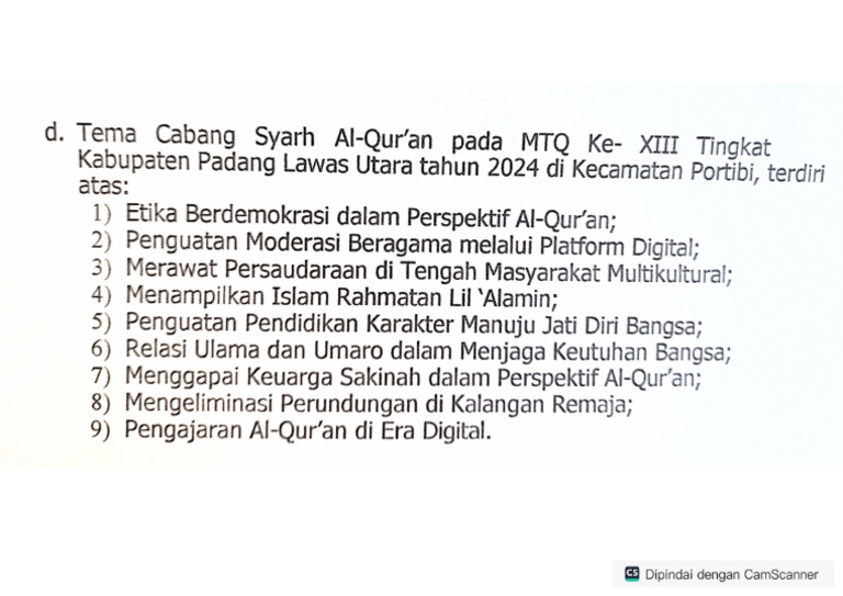 Tema Syarhil Qur'an MTQ 2024 | PDF