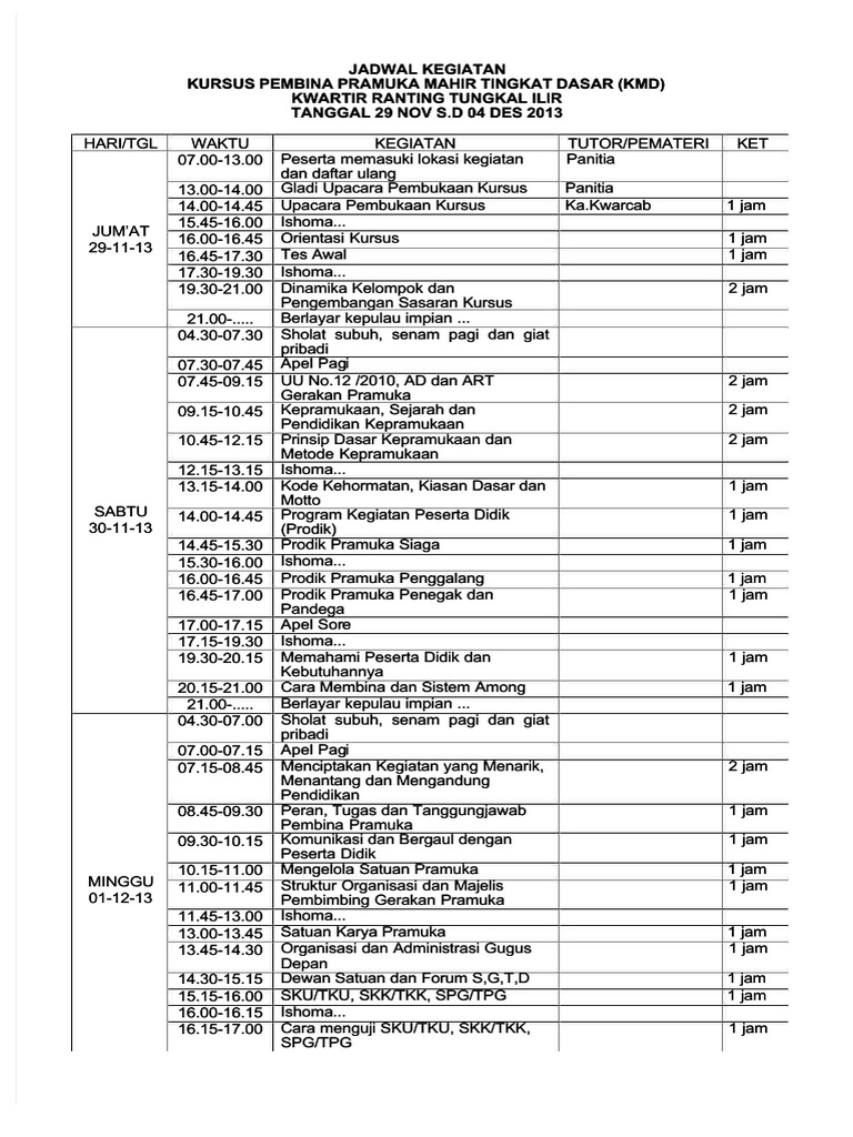 PDF Jadwal Kegiatan KMD - Compress | PDF