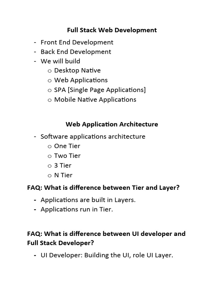 Full Stack Web Development Overview | PDF | Internet & Web | World Wide Web