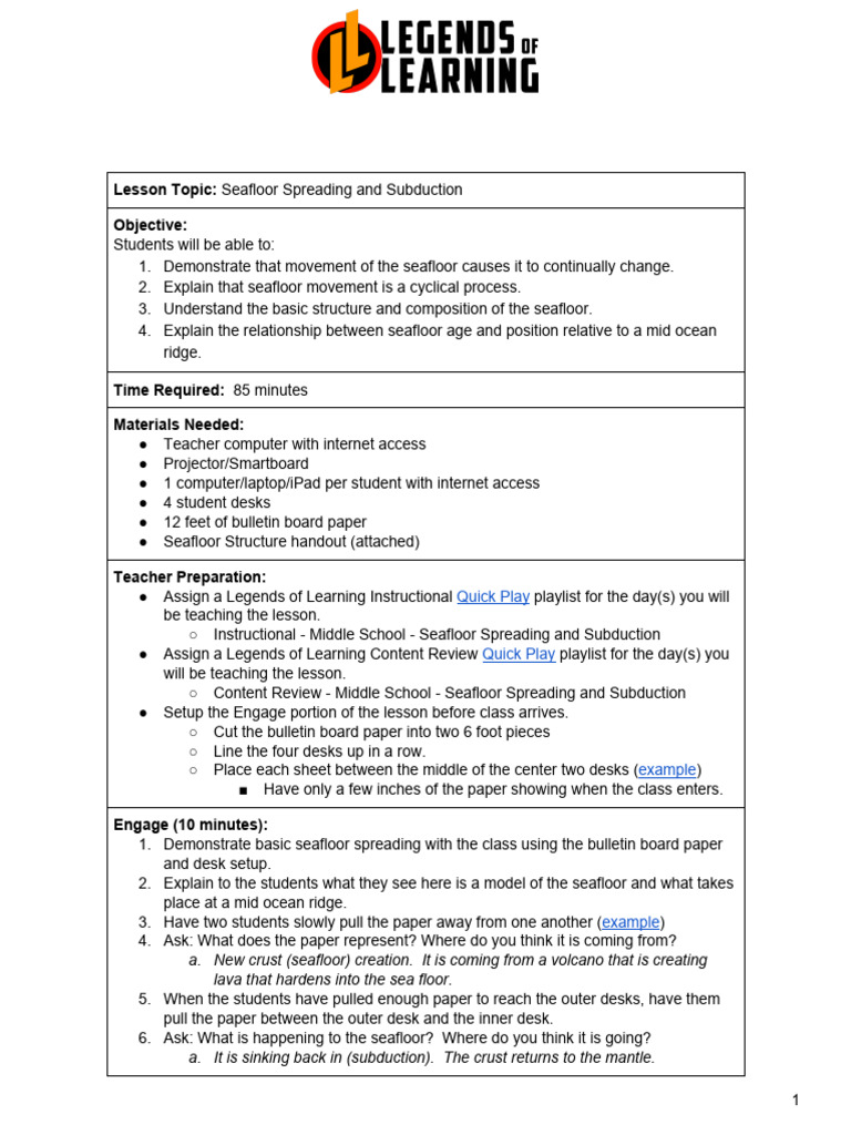 Seafloor Spreading and Subduction | PDF | Seabed | Geology