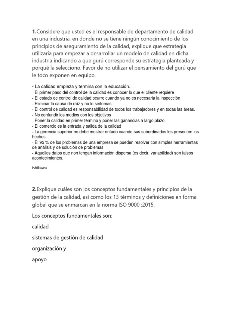 Calidad 2022 Examenesresueltos | PDF | Calidad (comercial) | Gestión de la calidad