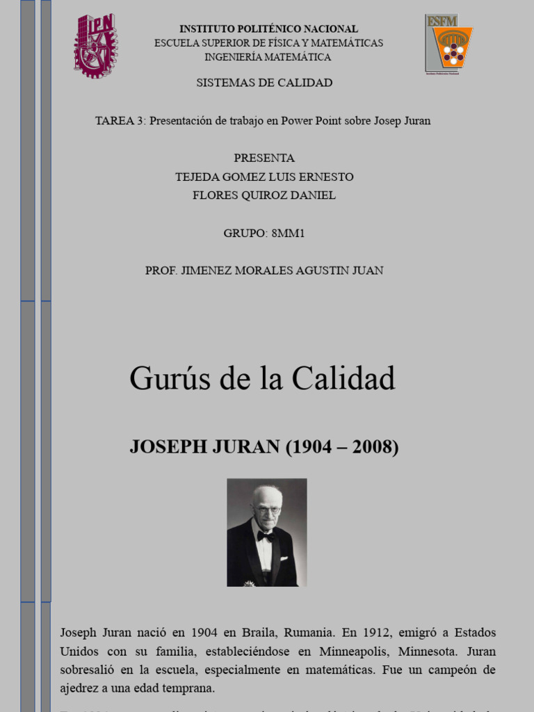 Joseph Juran y la Calidad en la Empresa | PDF | Calidad (comercial ...