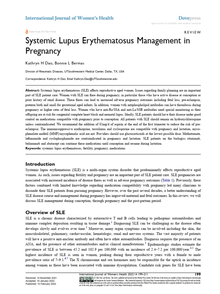 SLE Management in Pregnancy | PDF | Pregnancy | Women's Health