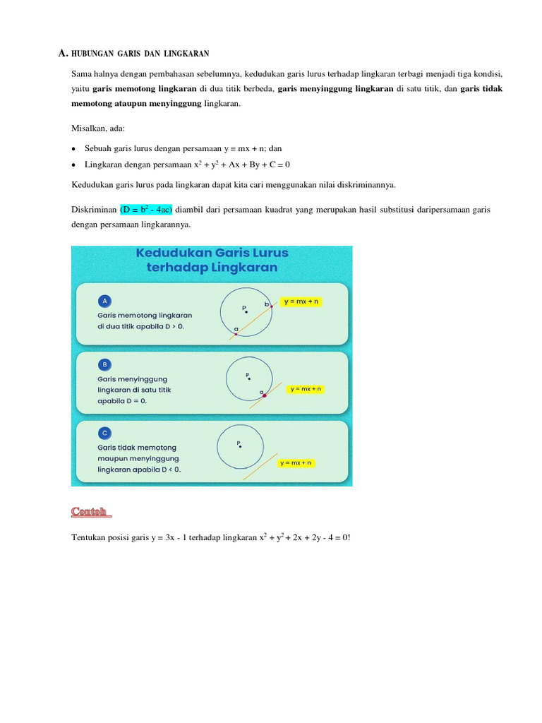 HUBUNGAN GARIS DAN LINGKARAN Materi Minggu Pertama | PDF | Metode ...