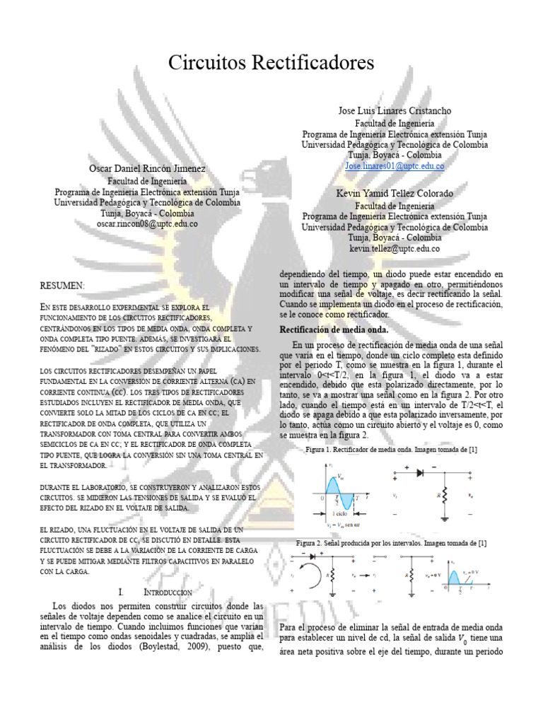 Circuitos Rectificadores Informe | PDF | Rectificador | Tecnología de información y comunicaciones